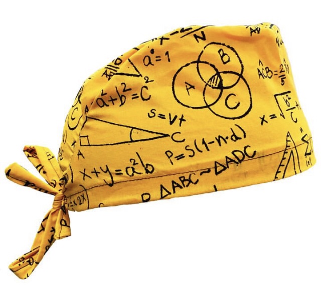 Comfortable Yellow Surgical Cap with Math Prints | Order Now!