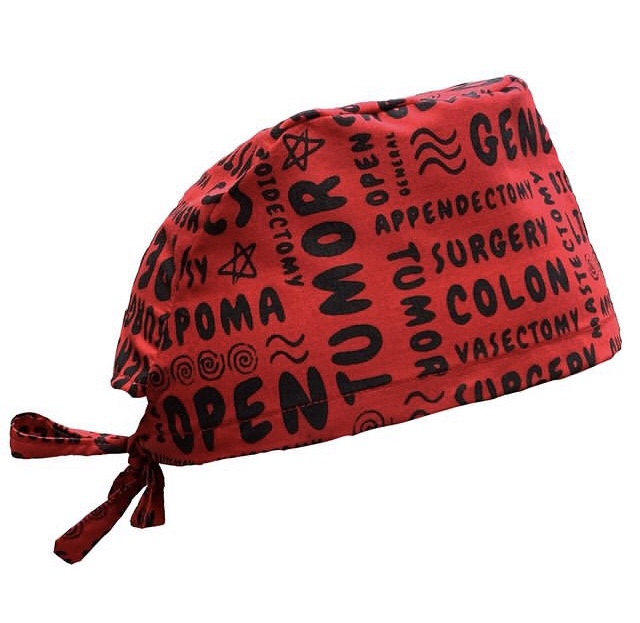 Buy Red Word-Wrap Surgical Cap for Doctors | Cotton Fabric